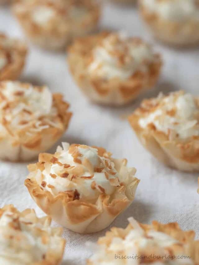 Bite Size Coconut Tartlets - Biscuits & Burlap
