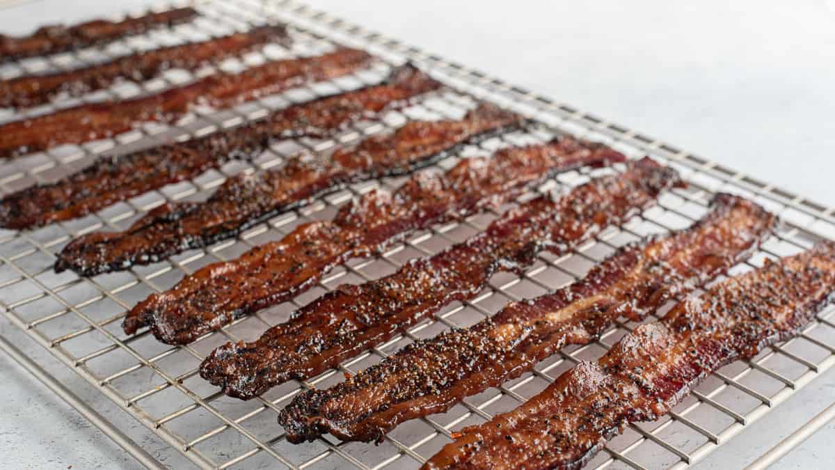 Peppered Bacon (3 Ingredient Candied Bacon) - Biscuits & Burlap
