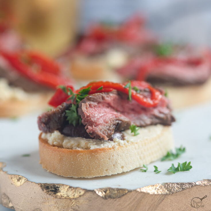 Steak Crostini (Greek Style)